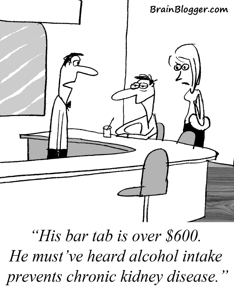 Cartoon – Alcohol Prevent Chronic Kidney Disease? | Brain Blogger